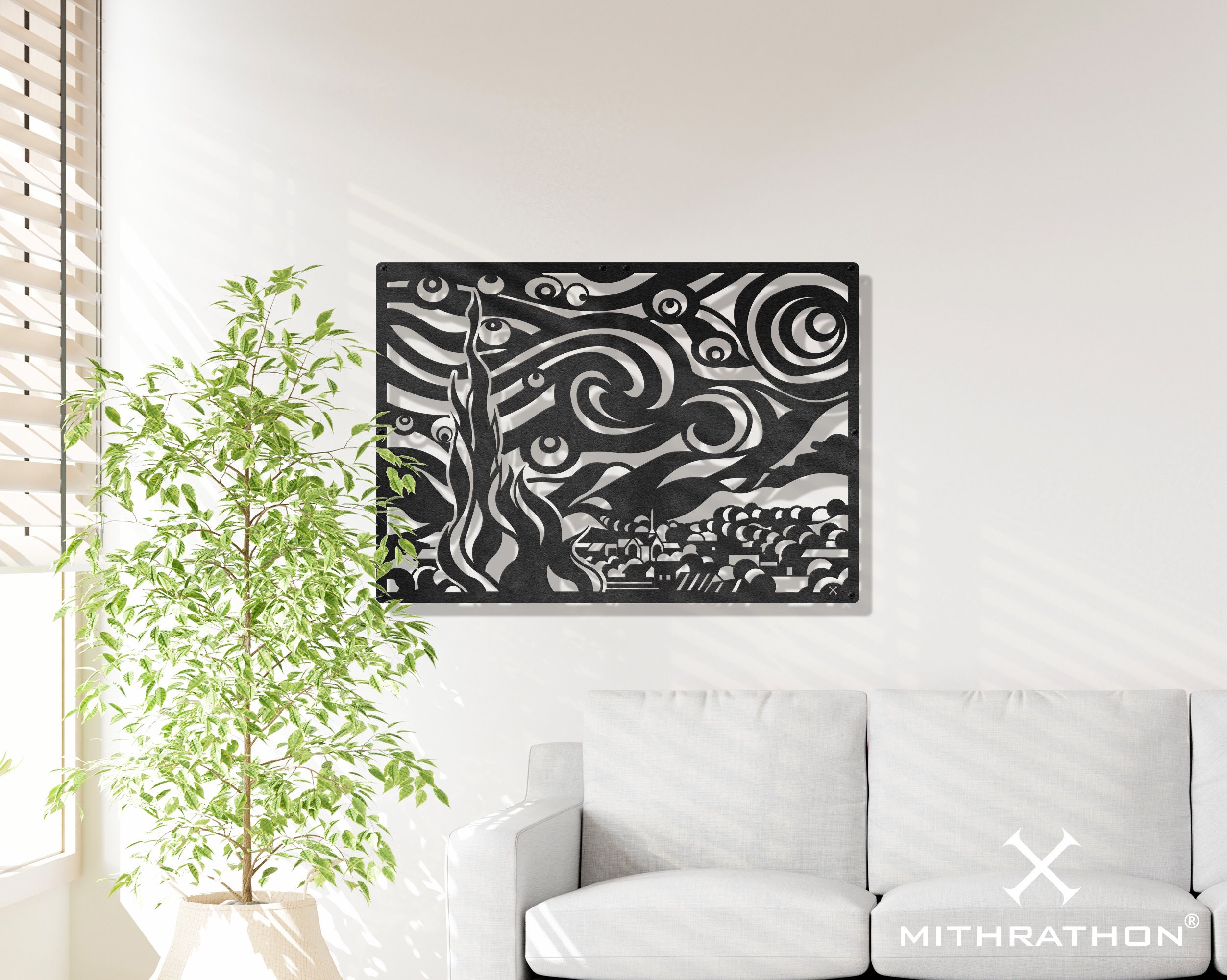 Starry Night Metal Wall Art - Van Gogh Inspired Decor - Unique ...