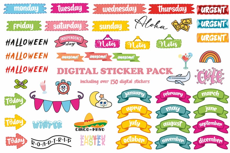 Cute Daily Stickers for Digital Planner - Etsy