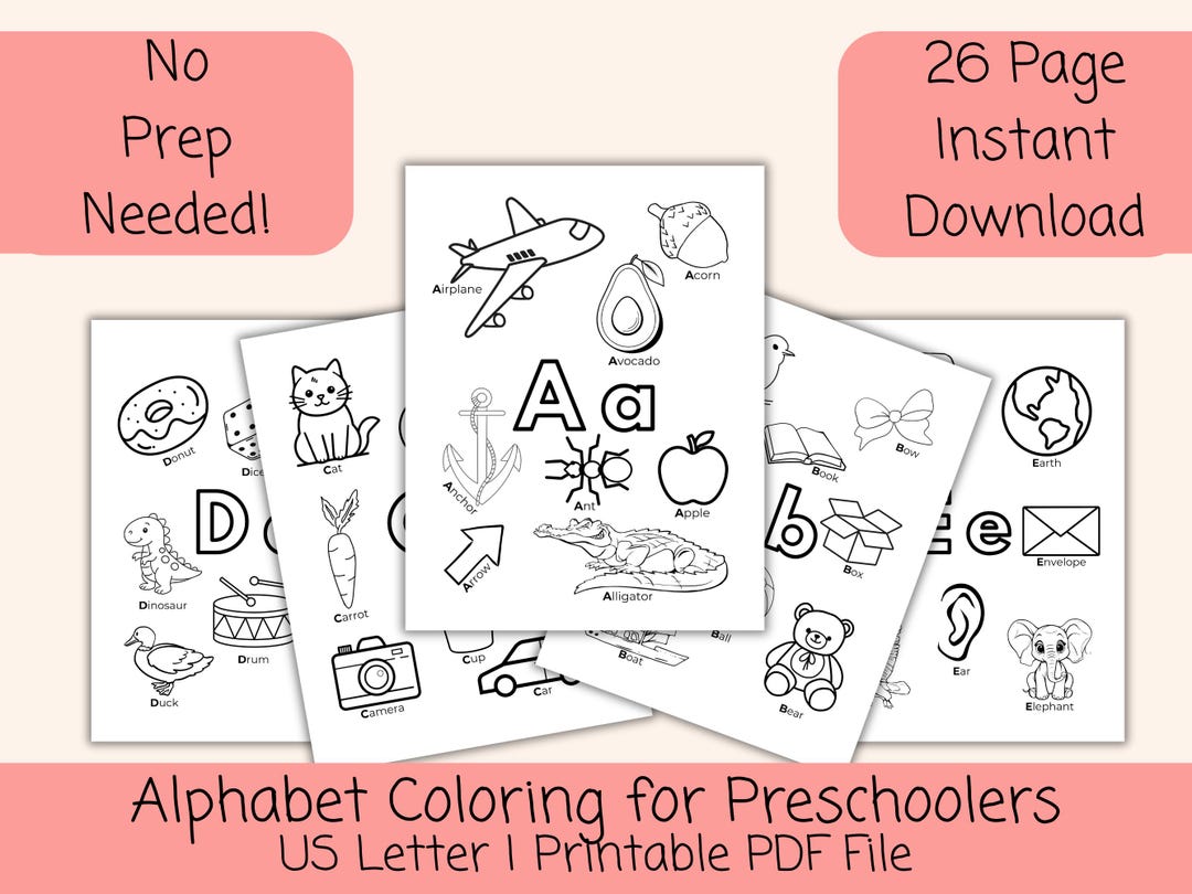 Alphabet Coloring Worksheets for Preschool | No Prep Screen-free ...