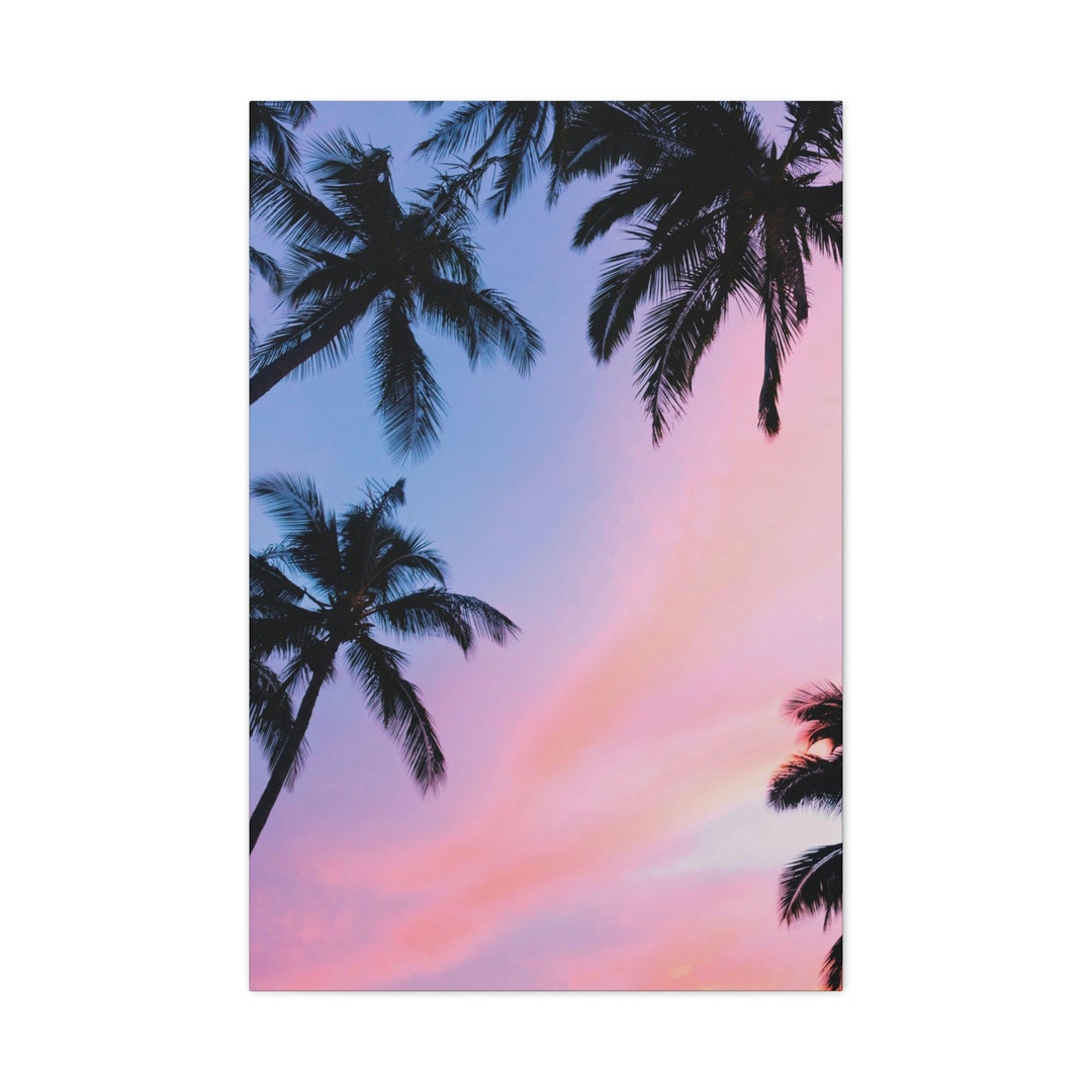 Tropical Palm Tree Sunset Print Canvas, Interior Wall Decor for Home ...