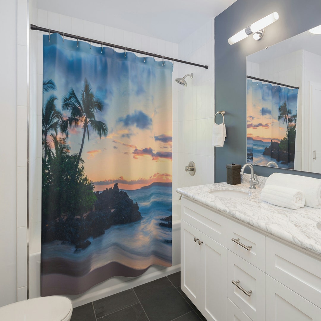 Maui Hawaii Tropical Beach Shower Curtain, Air Bnb Decor, Beach House ...