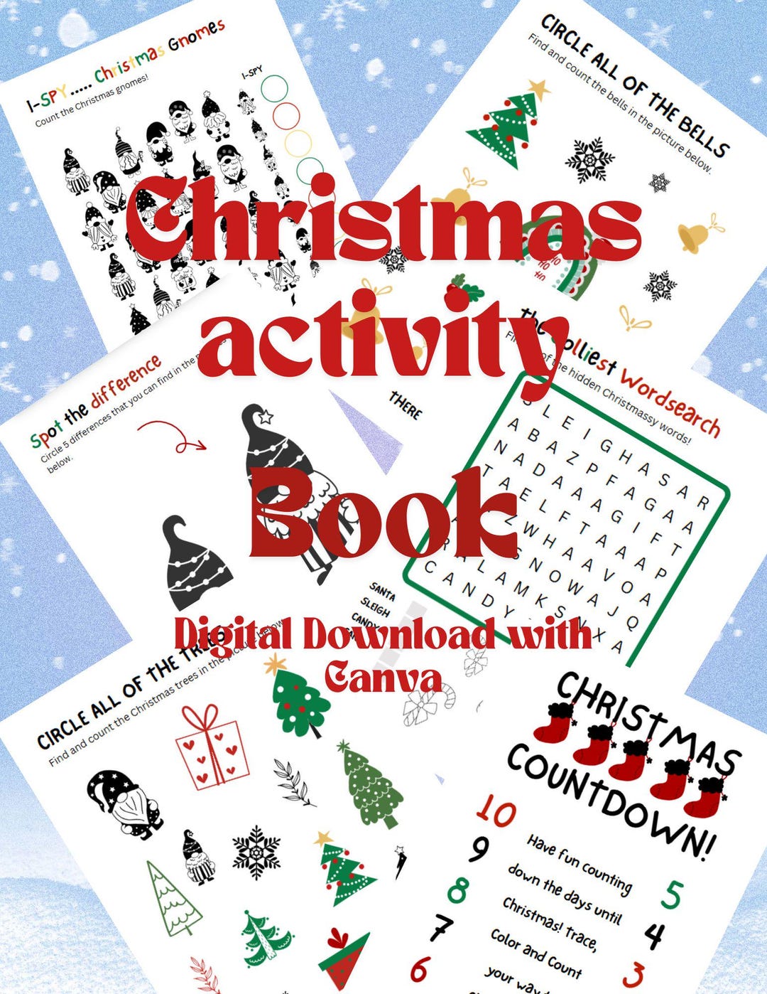 Christmas Activity Pages for Kids Printable Colouring Sheets Canva ...