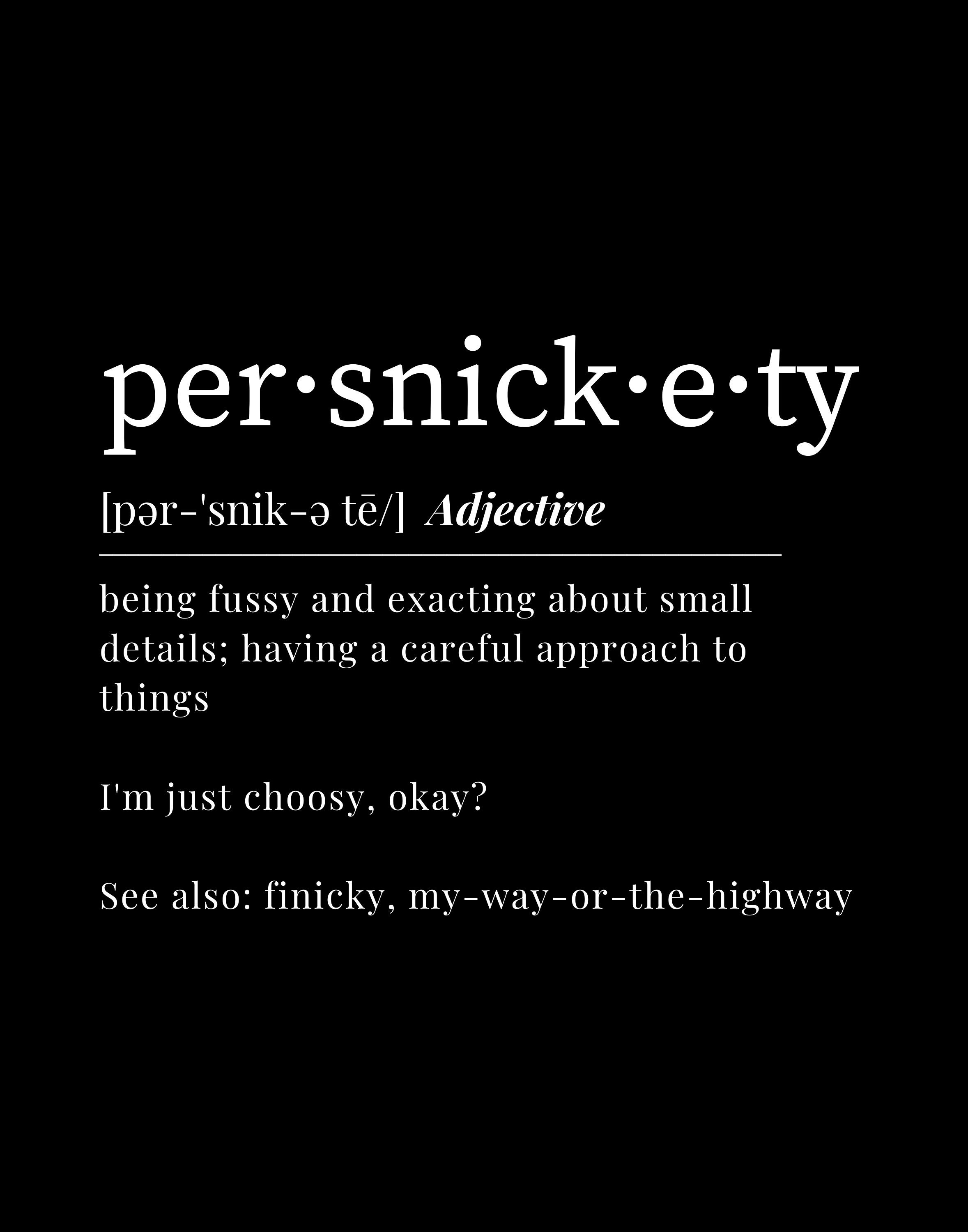 Persnickety Definition Print, Funny Digital Wall Art, Humorous Office ...