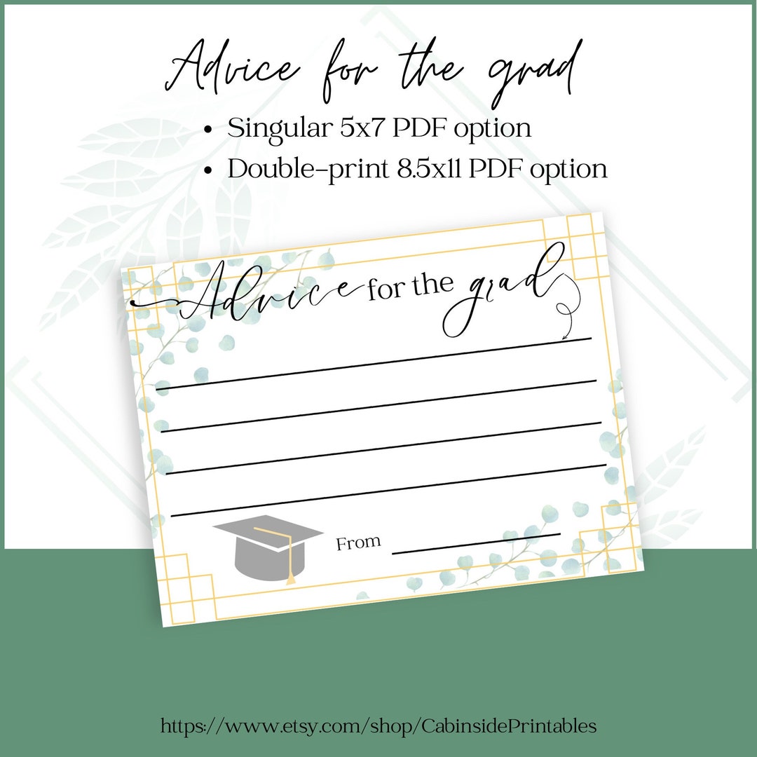 Graduation Advice Printable Card, Thoughtful, Personalized Party Gift ...
