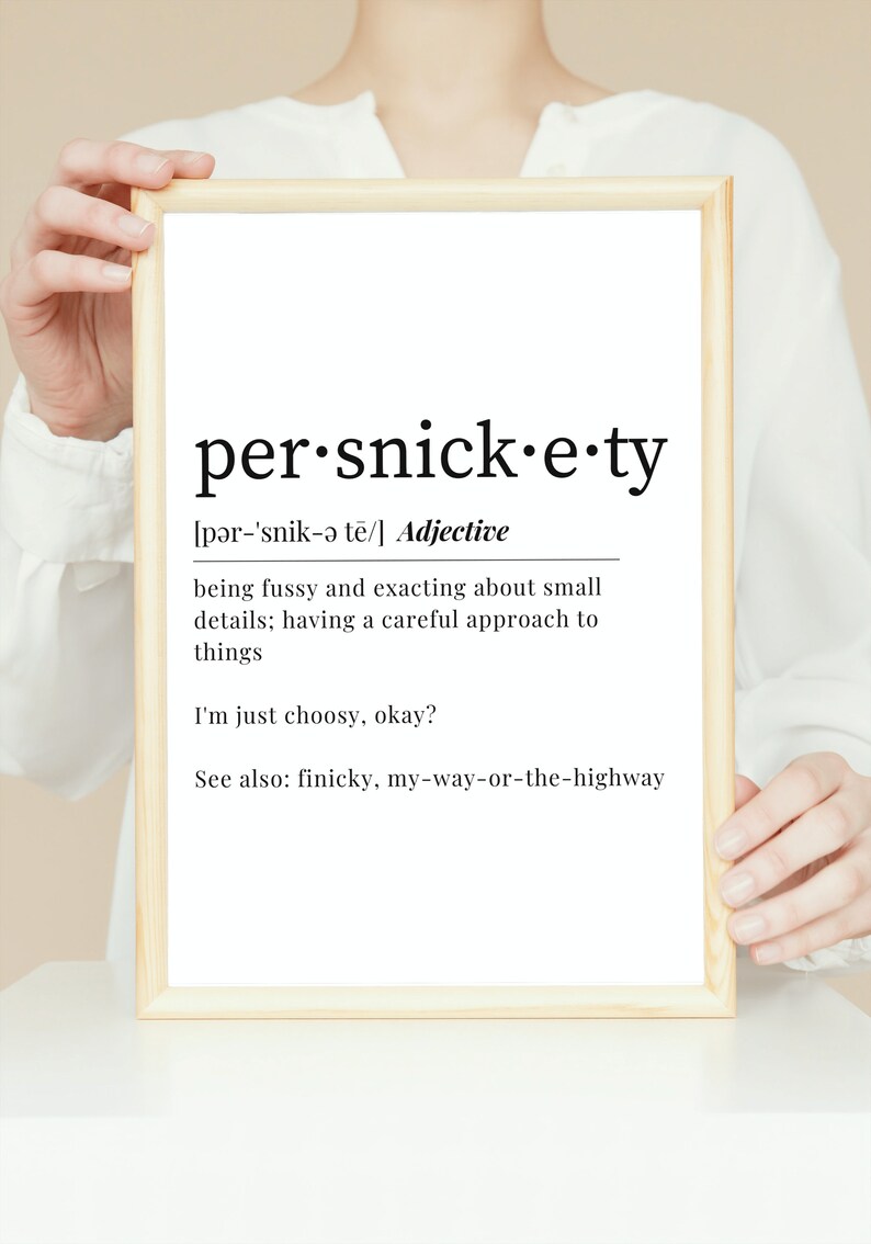 Persnickety Definition Print, Funny Digital Wall Art, Humorous Office ...