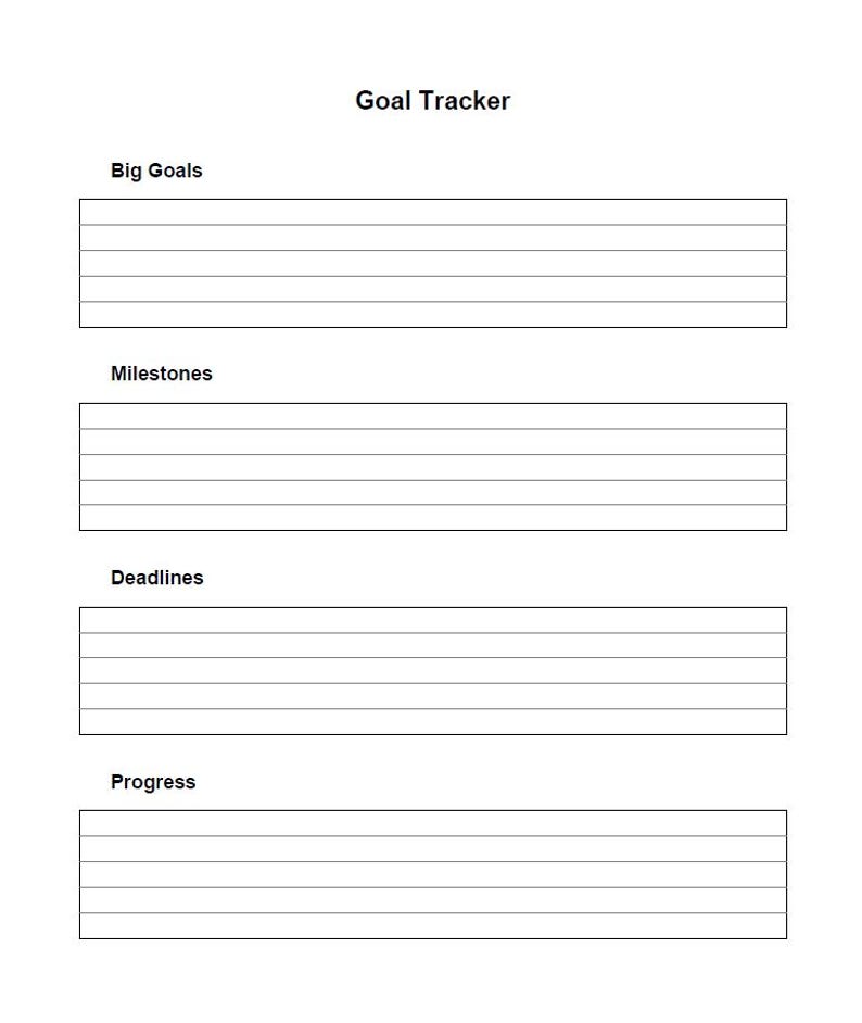 Goal Tracker | Printable PDF | US Letter | Minimalist Template - Etsy