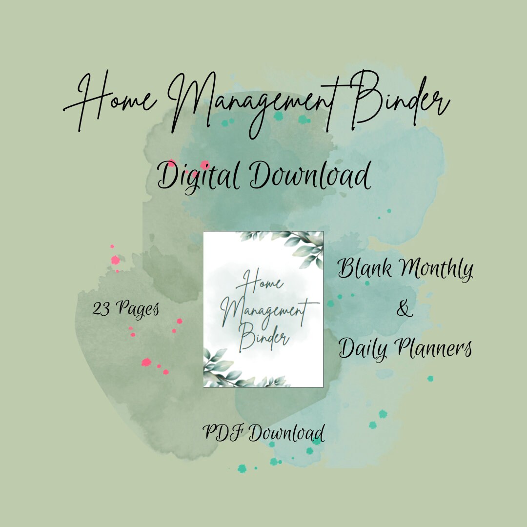 Printable Home Management Bundle, Digital Download, Monthly Planners ...