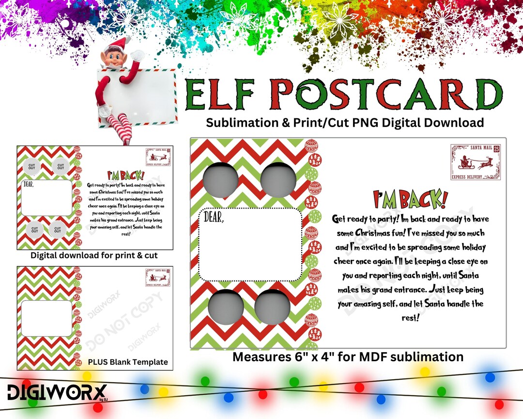 ELF POSTCARD Png Elf Arrival Postcard MDF Sublimation - Etsy