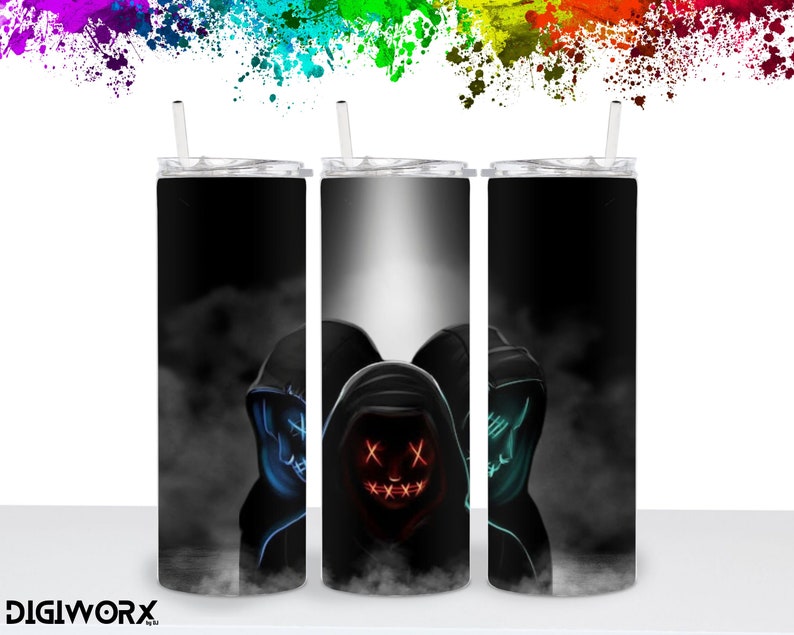 The PURGE Inspired Tumbler Wrap Png, Neon, Neon Mask, Light Mask ...