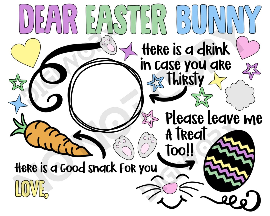 EASTER BUNNY PLACEMAT Png, Easter Bunny Tray, Cookies & Milk Plate ...