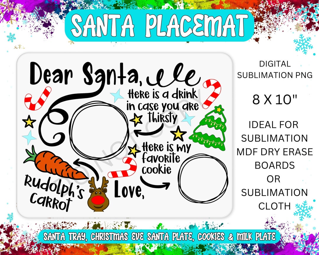 SANTA PLACEMAT PNG, Santa Cookie Plate, Christmas Eve Santa Tray ...