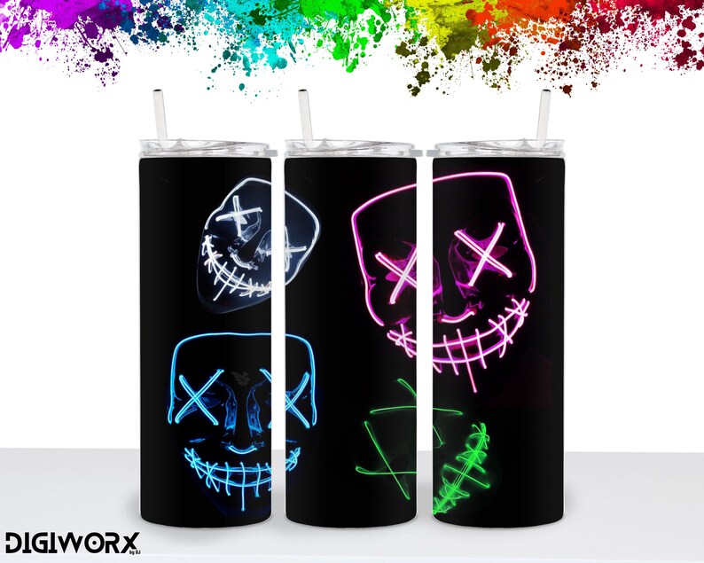 The PURGE Inspired Tumbler Wrap png, Neon, Neon Mask, Light mask ...