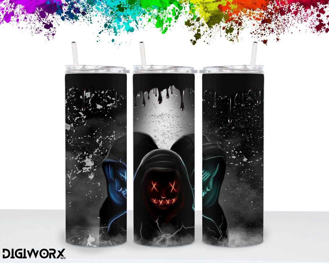 The PURGE Inspired Tumbler Wrap Png, Neon, Neon Mask, Light Mask ...