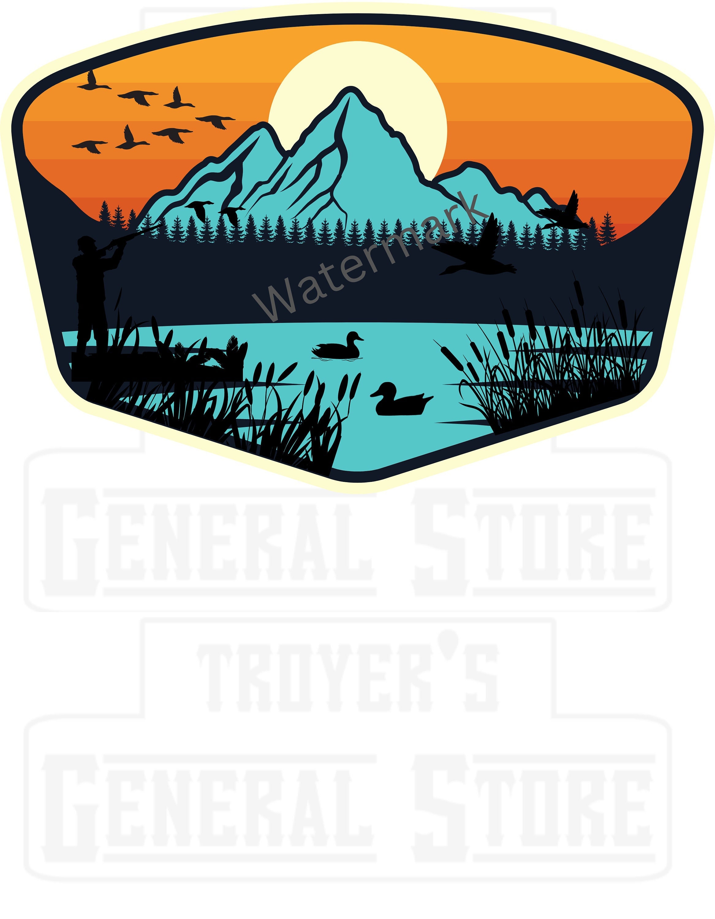 Duck Hunting Mountain Lake Sunset PNG SVG Clip Art - Etsy