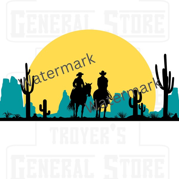 Cowboy Sunset Svg - Etsy