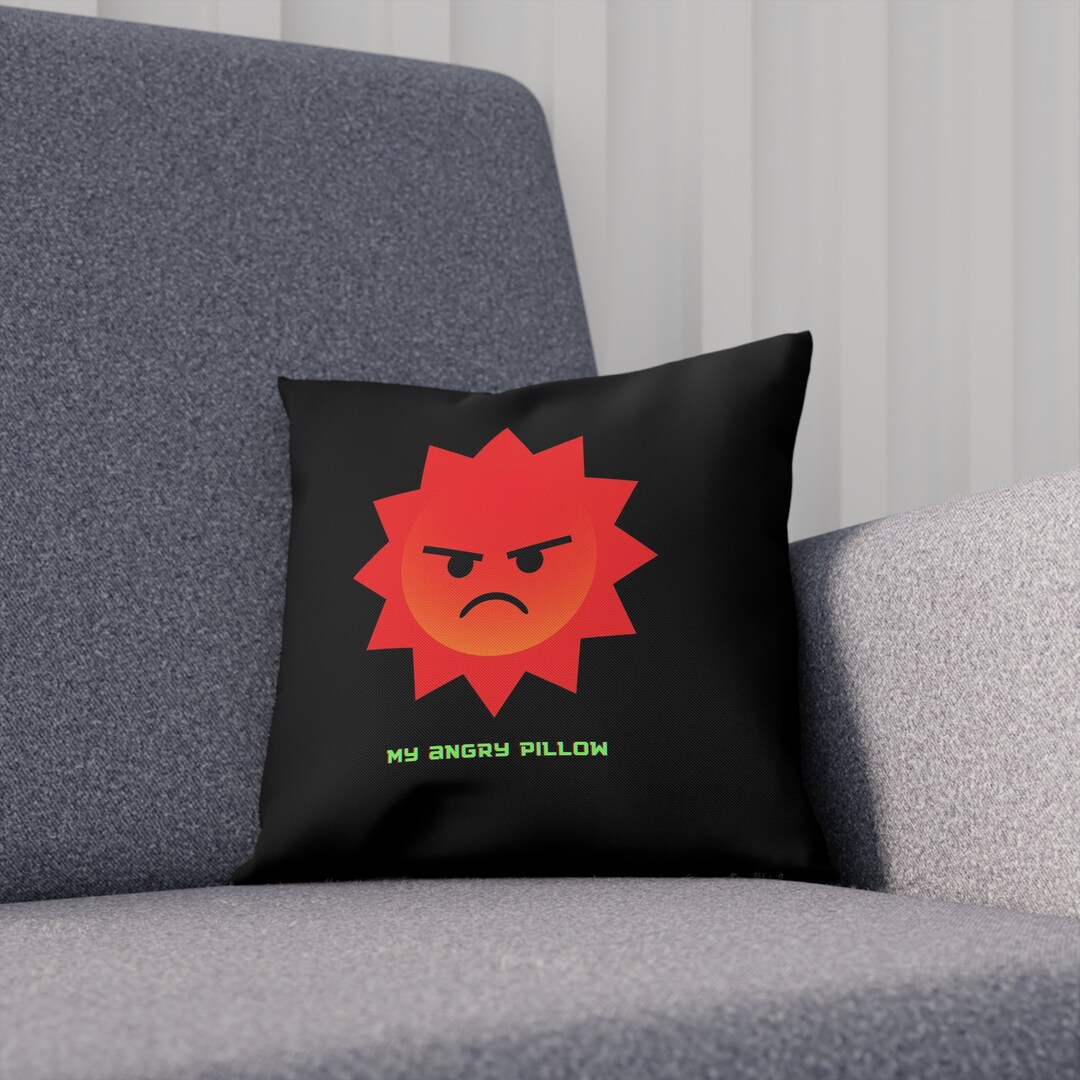 My Angry Pillow With Solid Black Back - Etsy