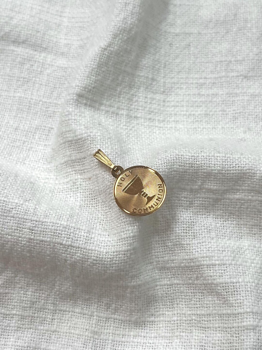 14 Karat Gold - First Communion Charm Coin Yellow Gold - 1990s Vintage ...