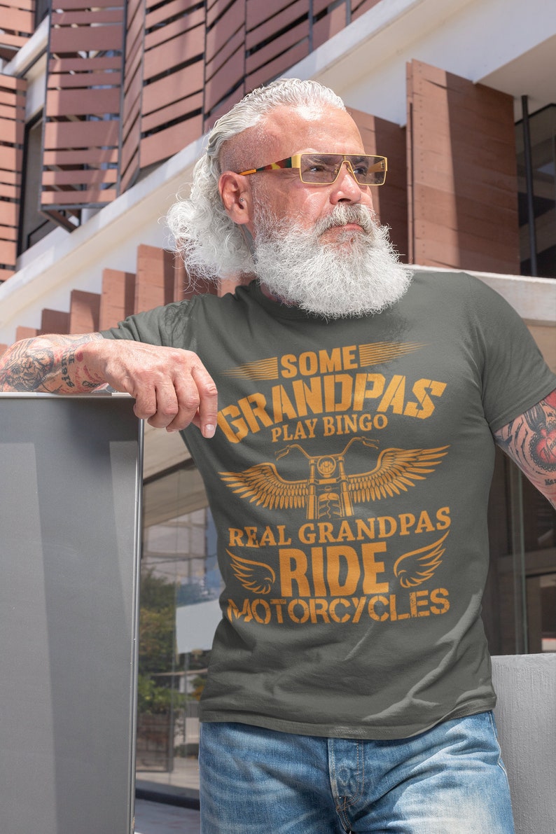 Grandpa's Biker Gang Tee, Proud Grandpa Motorcycle Shirt, Badass ...