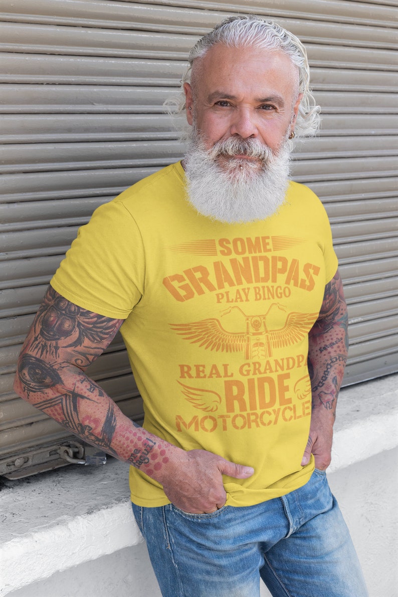 Grandpa's Biker Gang Tee, Proud Grandpa Motorcycle Shirt, Badass ...