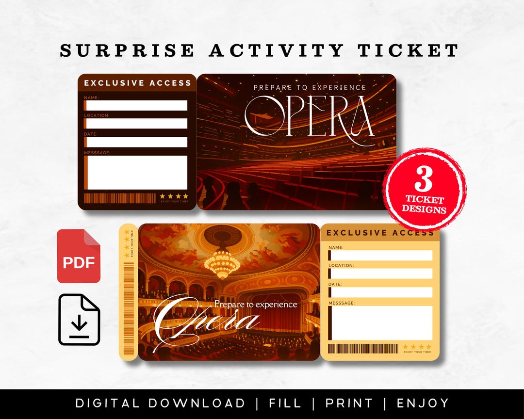 Printable Opera Surprise Surprise Ticket, Opera Night Gift Reveal - Etsy