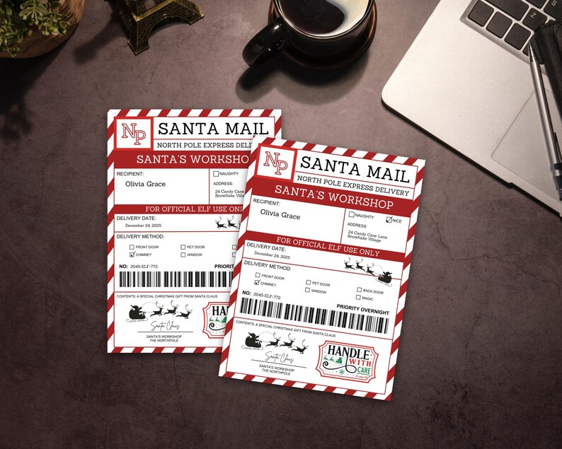 Editable Santa Shipping Label Template, North Pole Christmas Mail ...