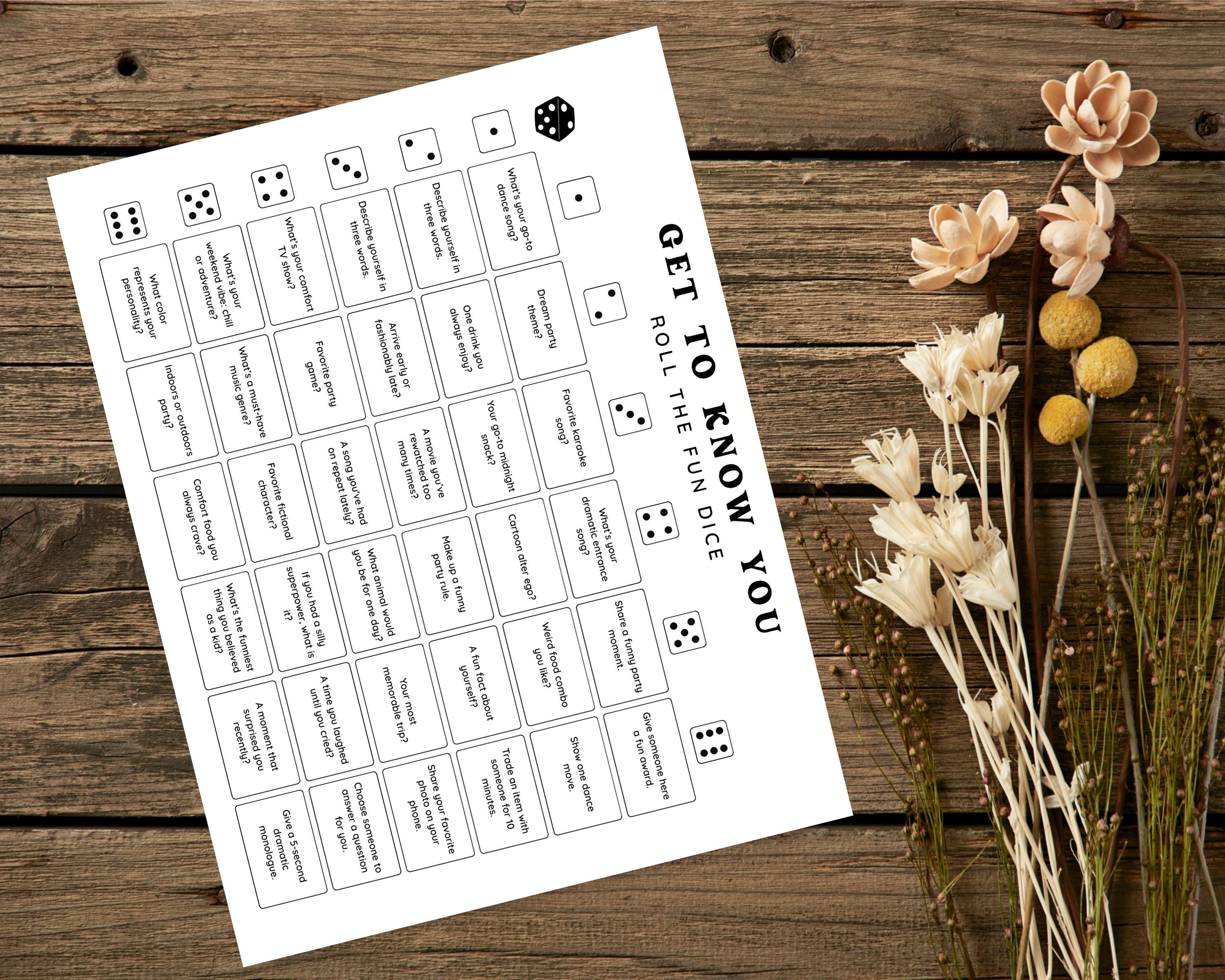 Ice Breaker Dice Game, Get to Know You, Fun Facts, Icebreaker Games ...