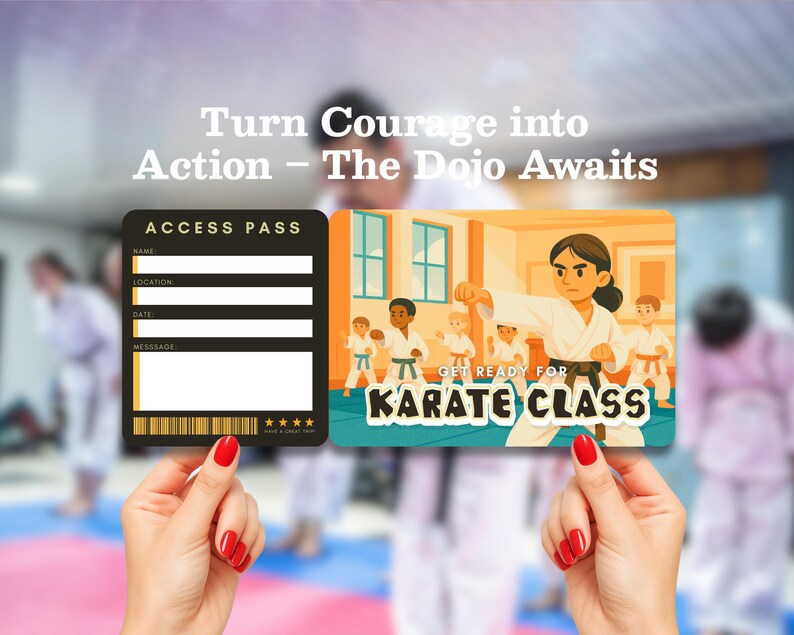 Printable Karate Class Surprise Ticket, Karate Lessons Gift Voucher ...