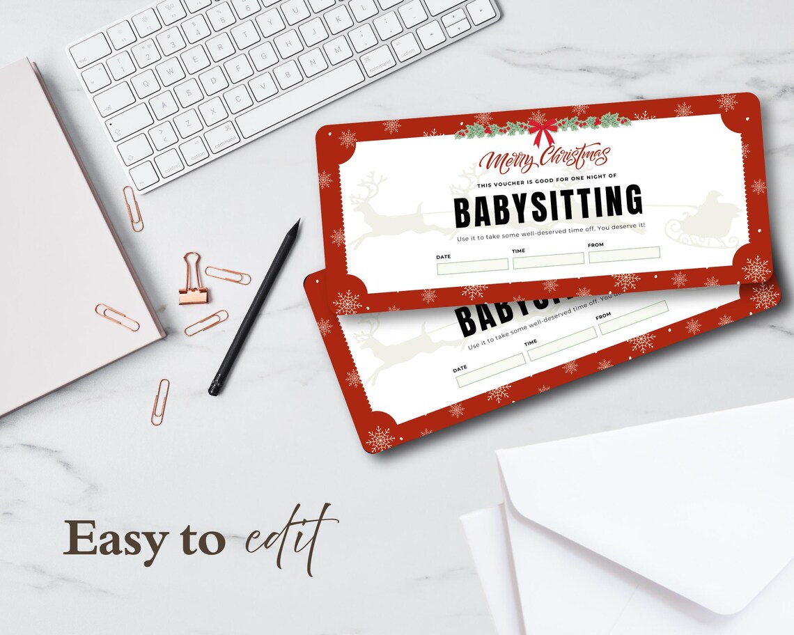 Printable Babysitting Gift Voucher Template, Editable Babysitting ...
