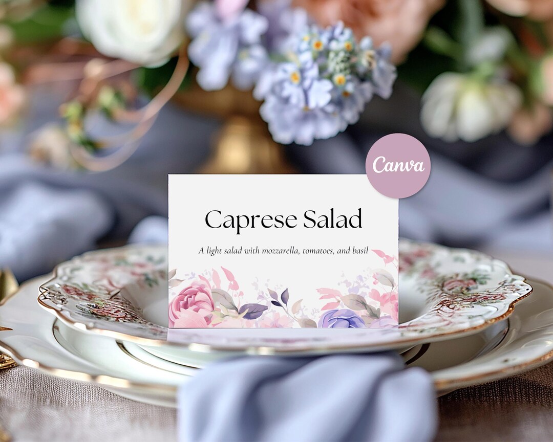 Food Label, Floral Bridal Shower Food Label, Table Cards, Menu ...