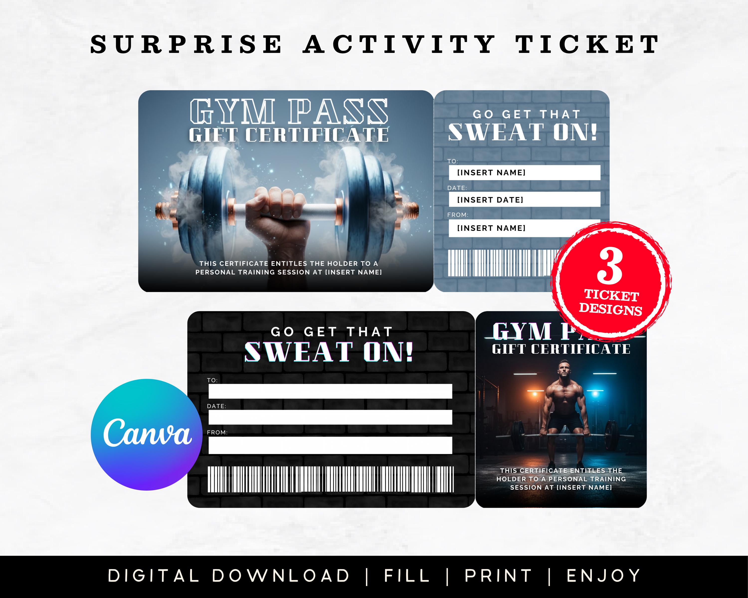 Printable Gym Gift Certificate, Editable Gym Vouchers, Appreciation ...