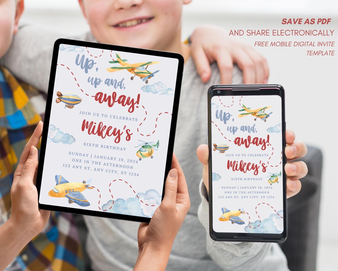 Airplane Birthday Invitation Template, Airplane Invitation, Pilot ...