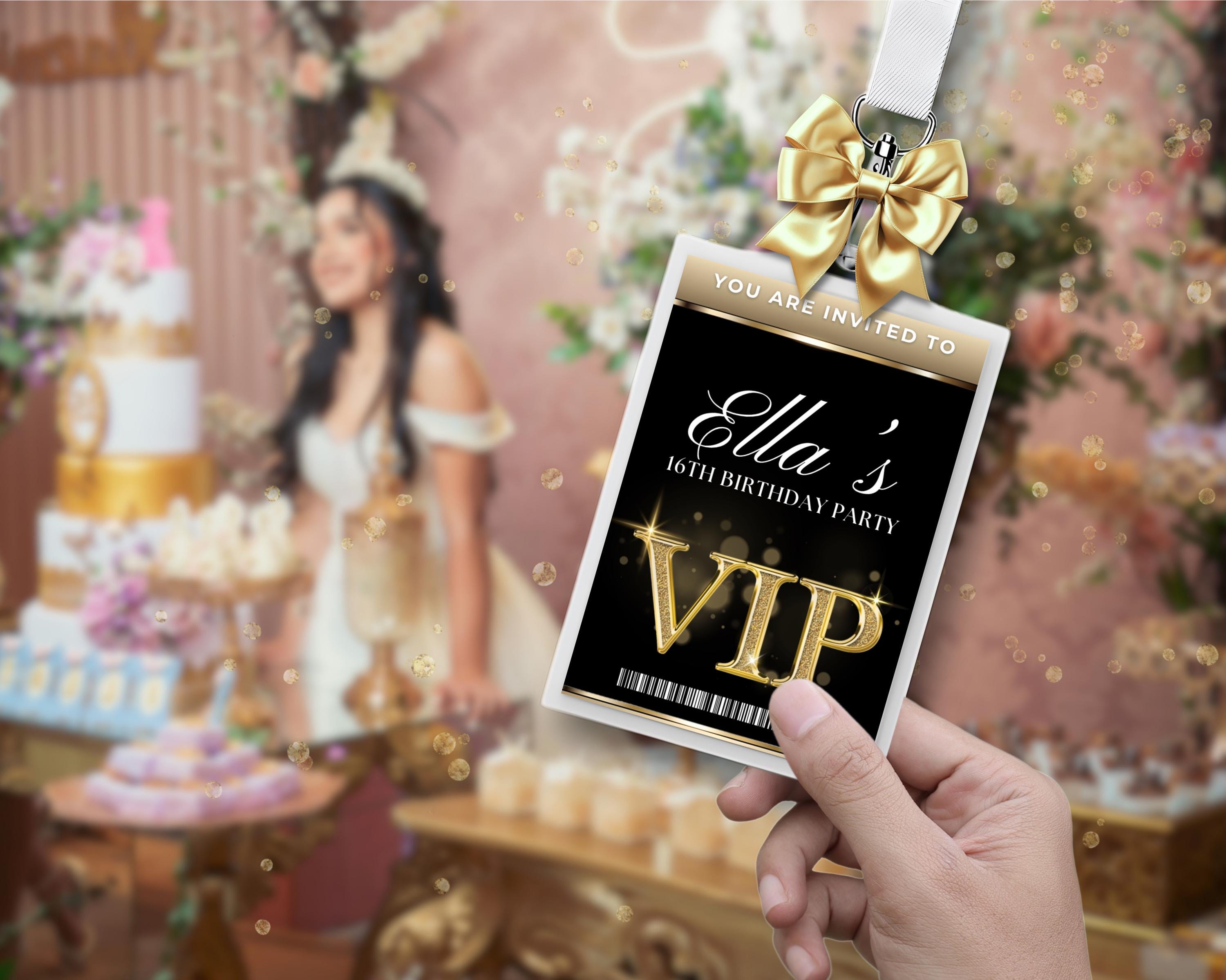 Editable VIP Invitation, Gold VIP Insert for Lanyard, VIP Pass ...