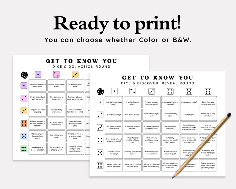 Ice Breaker Dice Game, Get to Know You, Fun Facts, Icebreaker Games ...