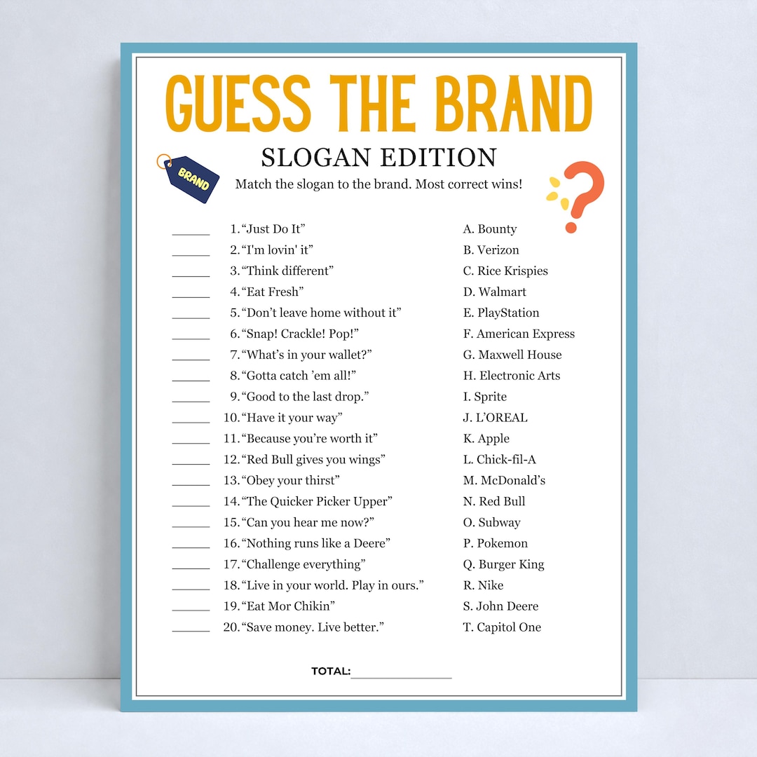 Guess the Brand Slogan Trivia Game, Ad Slogan Match up Quiz ...