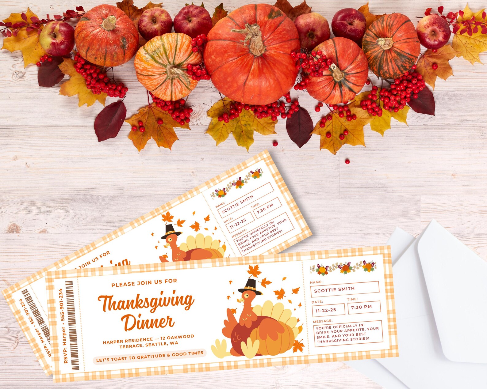 Printable Thanksgiving Ticket, Editable Friendsgiving Event Ticket ...