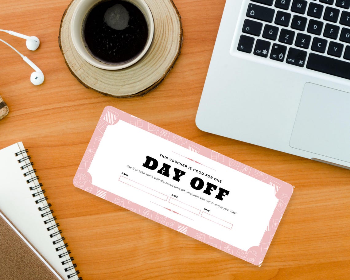 Printable DAY OFF Coupon Certificate, Editable Voucher Personalized ...