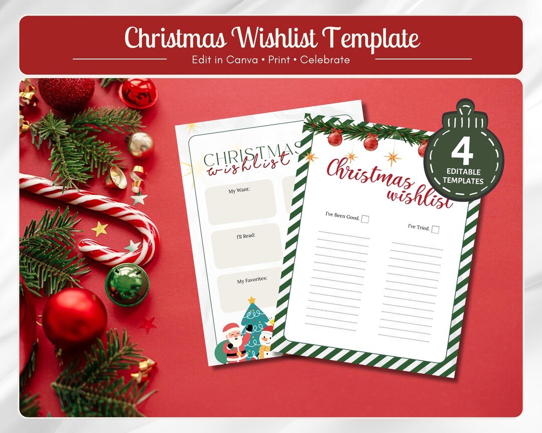 Printable Christmas Wish List for Kids, Holiday Gift List Template ...