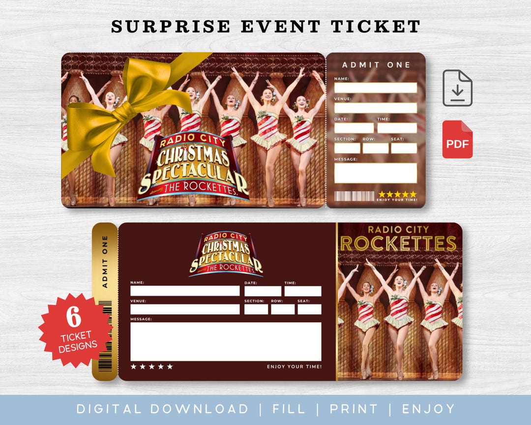 Printable Christmas Spectacular Broadway Surprise Ticket, Musical ...