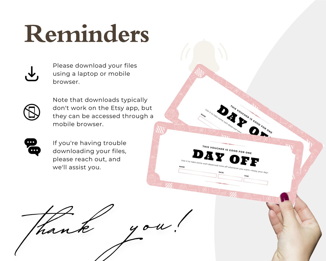 Printable DAY OFF Coupon Certificate, Editable Voucher Personalized ...