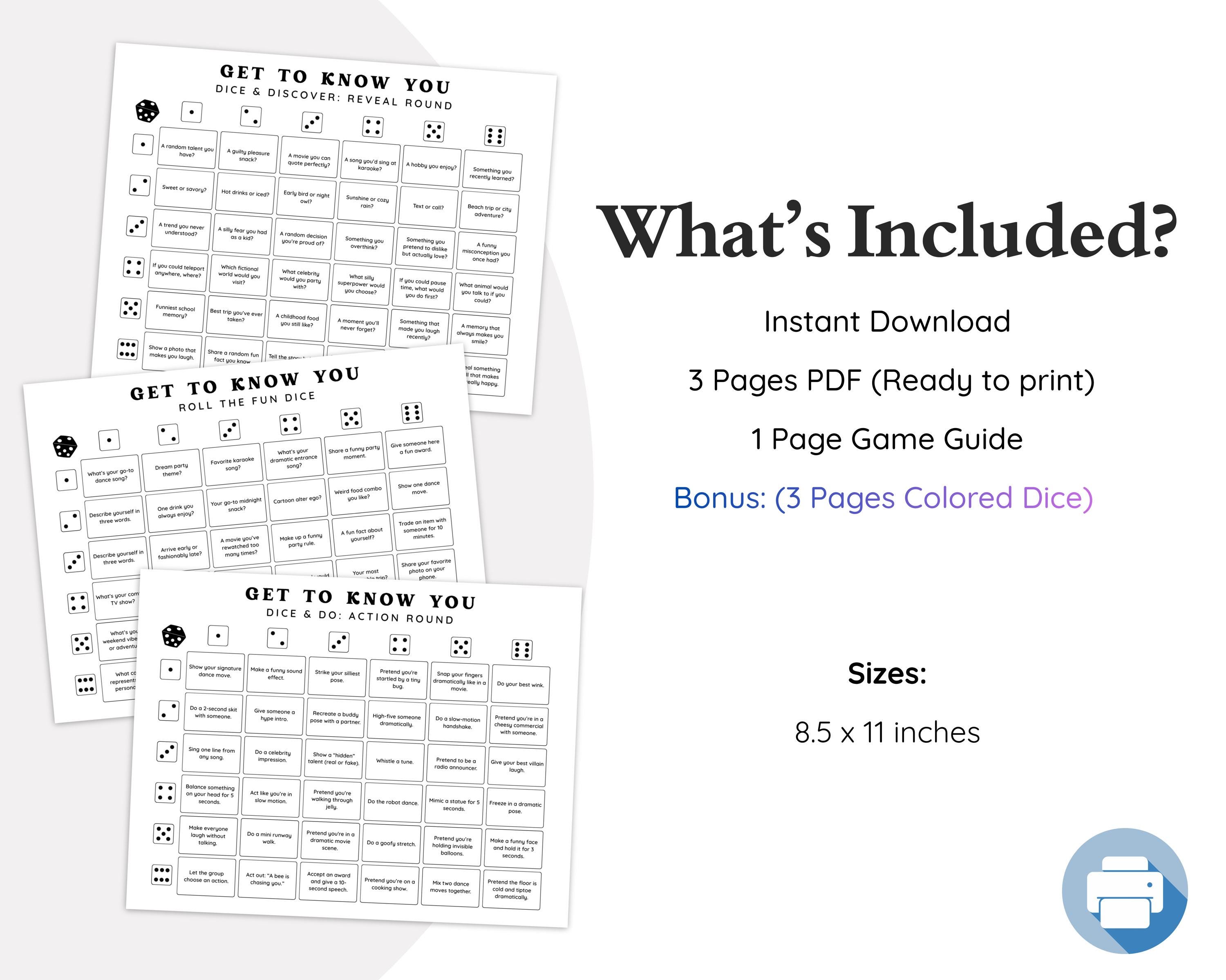Ice Breaker Dice Game, Get to Know You, Fun Facts, Icebreaker Games ...