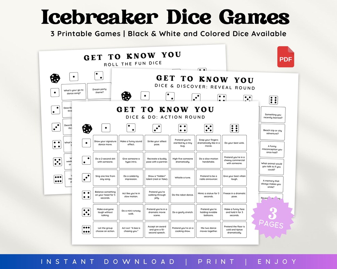 Ice Breaker Dice Game, Get to Know You, Fun Facts, Icebreaker Games ...