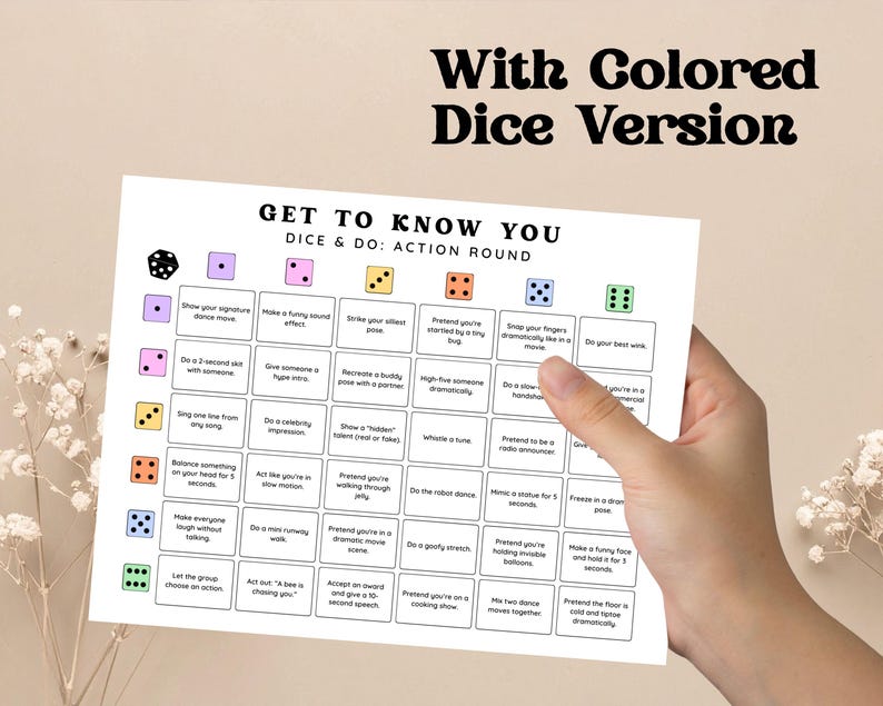 Ice Breaker Dice Game, Get to Know You, Fun Facts, Icebreaker Games ...