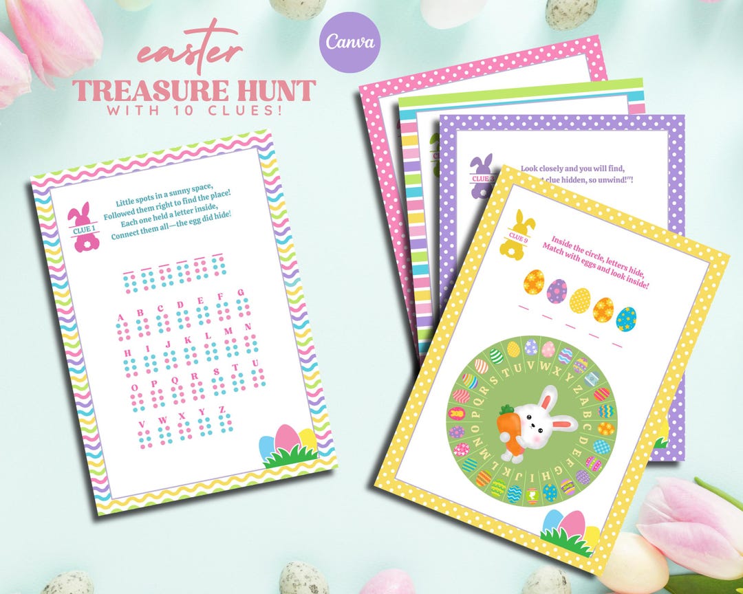 Easter Treasure Hunt Game Template, Game Sheets, Game Cards for Easter ...
