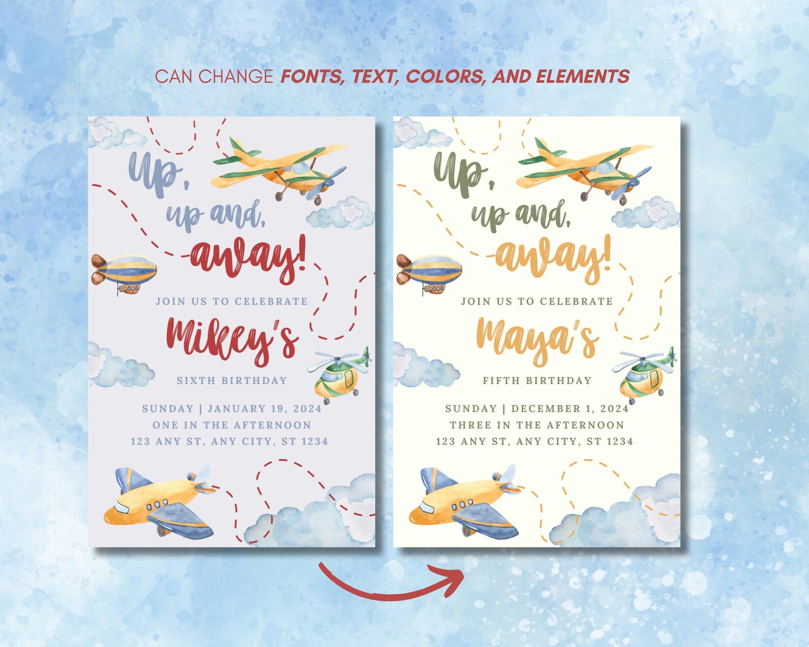 Airplane Birthday Invitation Template, Airplane Invitation, Pilot ...