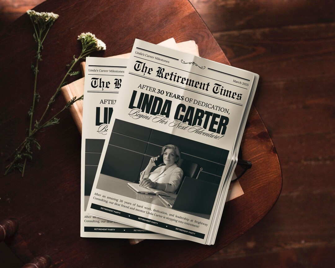 Retirement Newspaper Template, Retirement Party Celebration Invitation ...