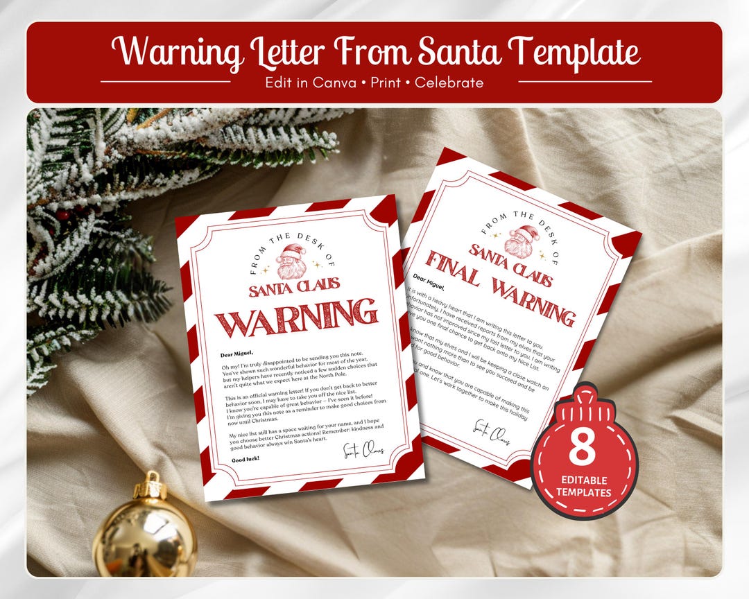 Editable Warning Letter From Santa, North Pole Mail Official Warning ...