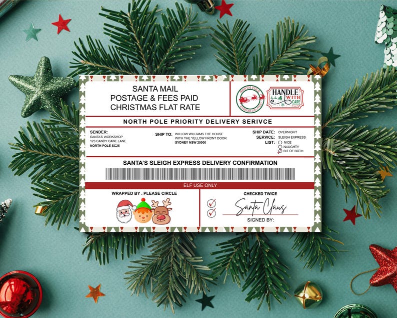 Editable Elf Express Label, Elf Mail, North Pole Delivery Template, Elf ...