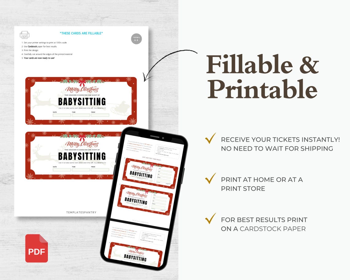 Printable Babysitting Gift Voucher Template, Editable Babysitting ...