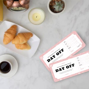Printable DAY OFF Coupon Certificate, Editable Voucher Personalized ...