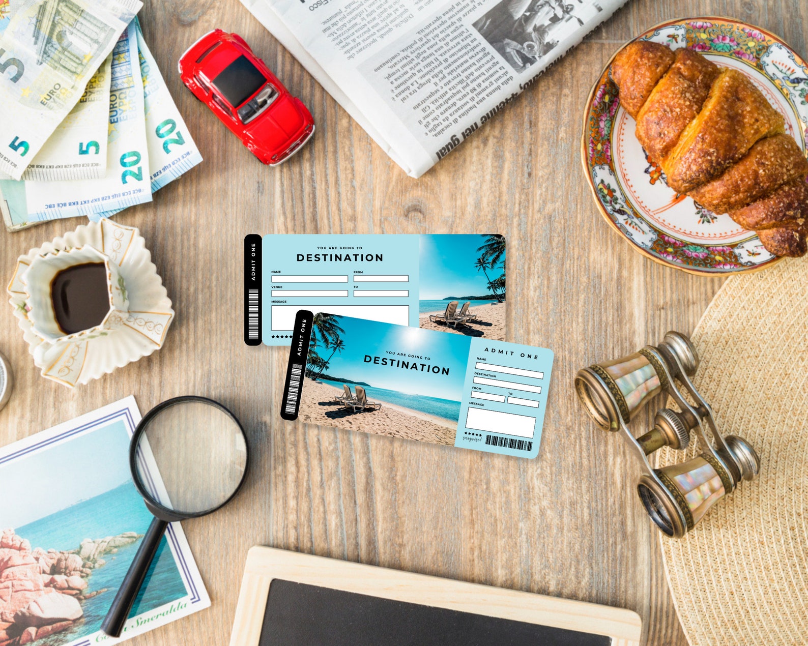 Printable BEACH VACATION Surprise Reveal Ticket, TROPICAL Vacation Gift ...